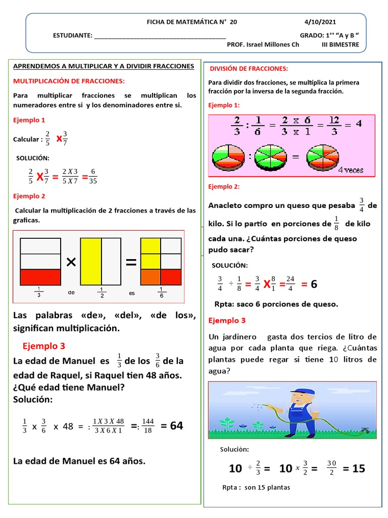 Ficha 19 Repaso Adición y Sustraccion de Fracciones | PDF ...