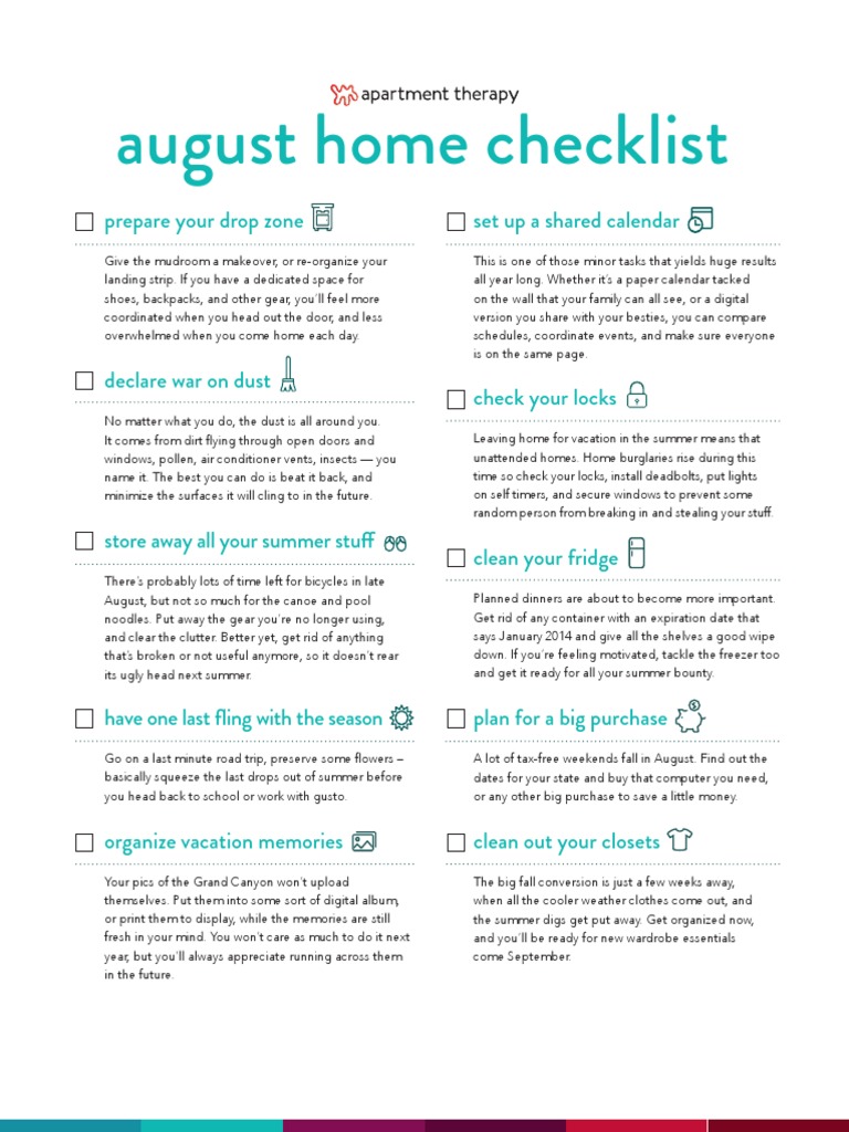 Healthy Happy Checklist August | PDF