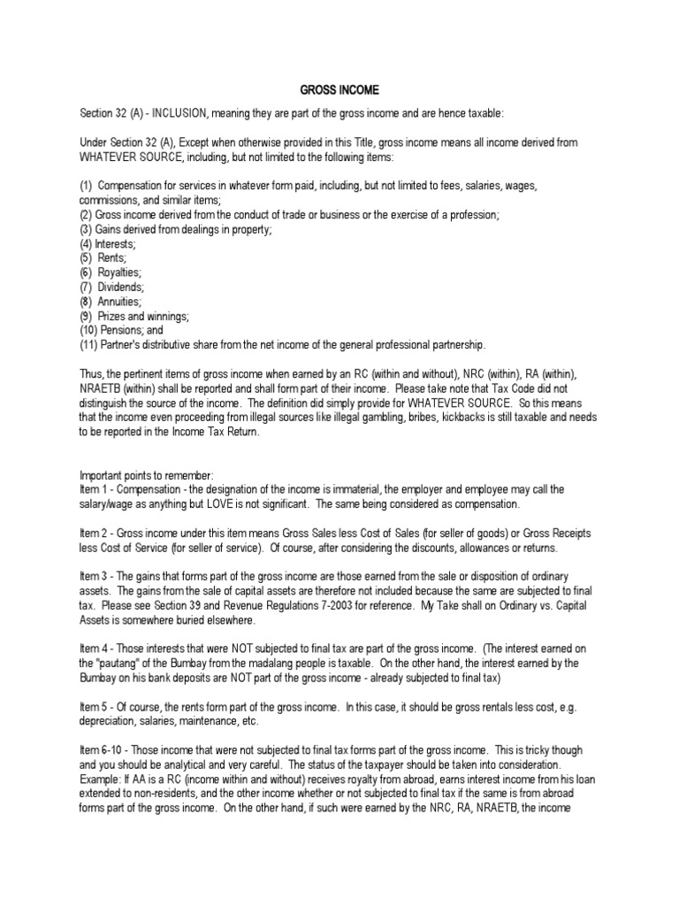 Understanding Gross Income Taxation | PDF | Gross Income | Tax Deduction