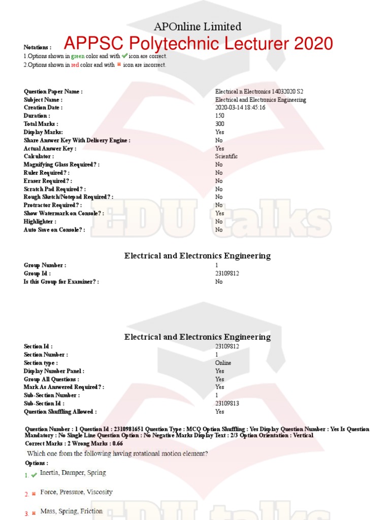 AP Polytechnic Lecturer 2020 | PDF | Multiple Choice | Evaluation Methods