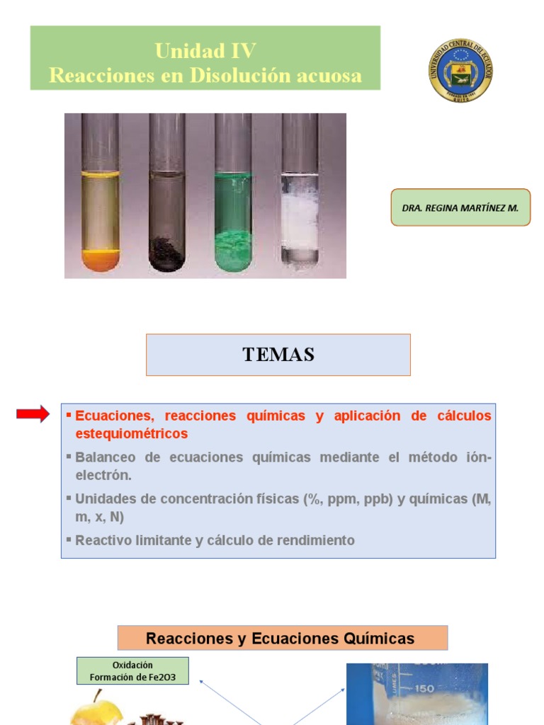 Presentación en Clase Ecuaciones y Reacciones Químicas | PDF | Redox | Química