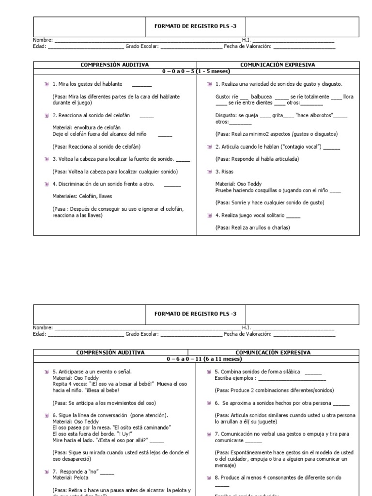 Formato de Registro PLS - 3 | PDF