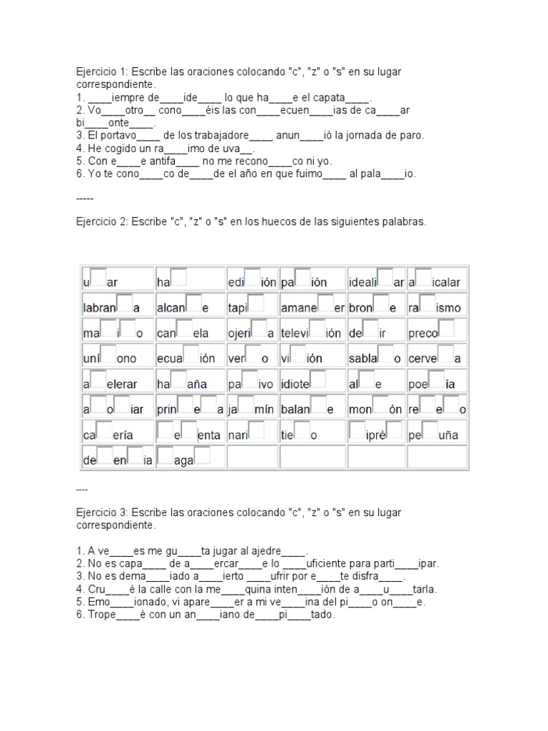 Ejercicios C, S, Z | PDF