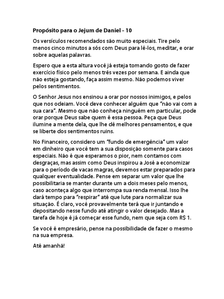 Jejum de Daniel 10 | PDF | Autoajuda