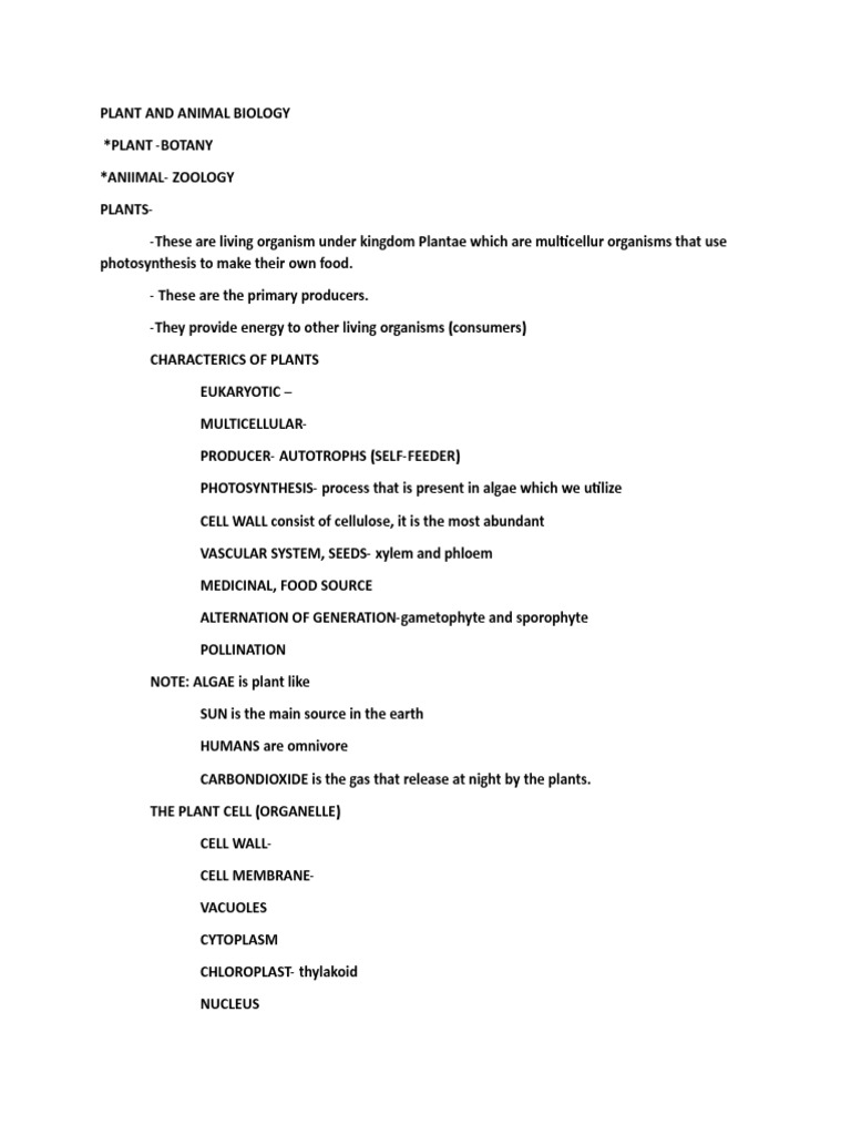 Plant and Animal Biology | PDF