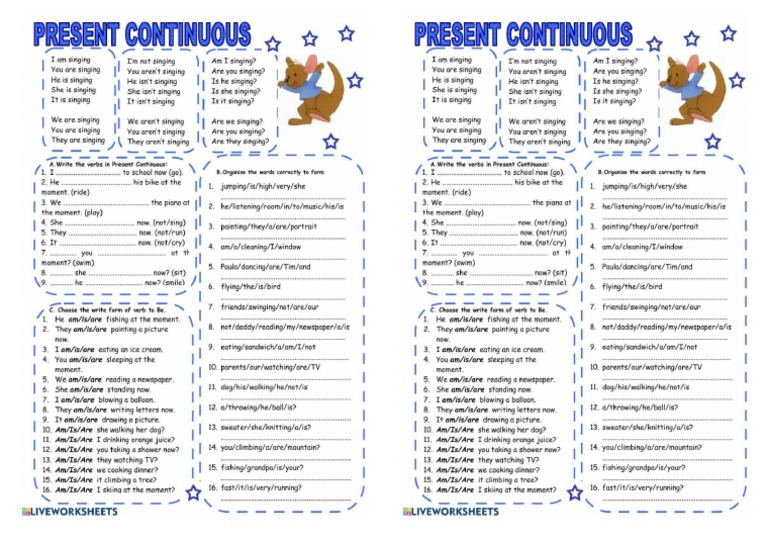 Present Continuous Worksheet | PDF