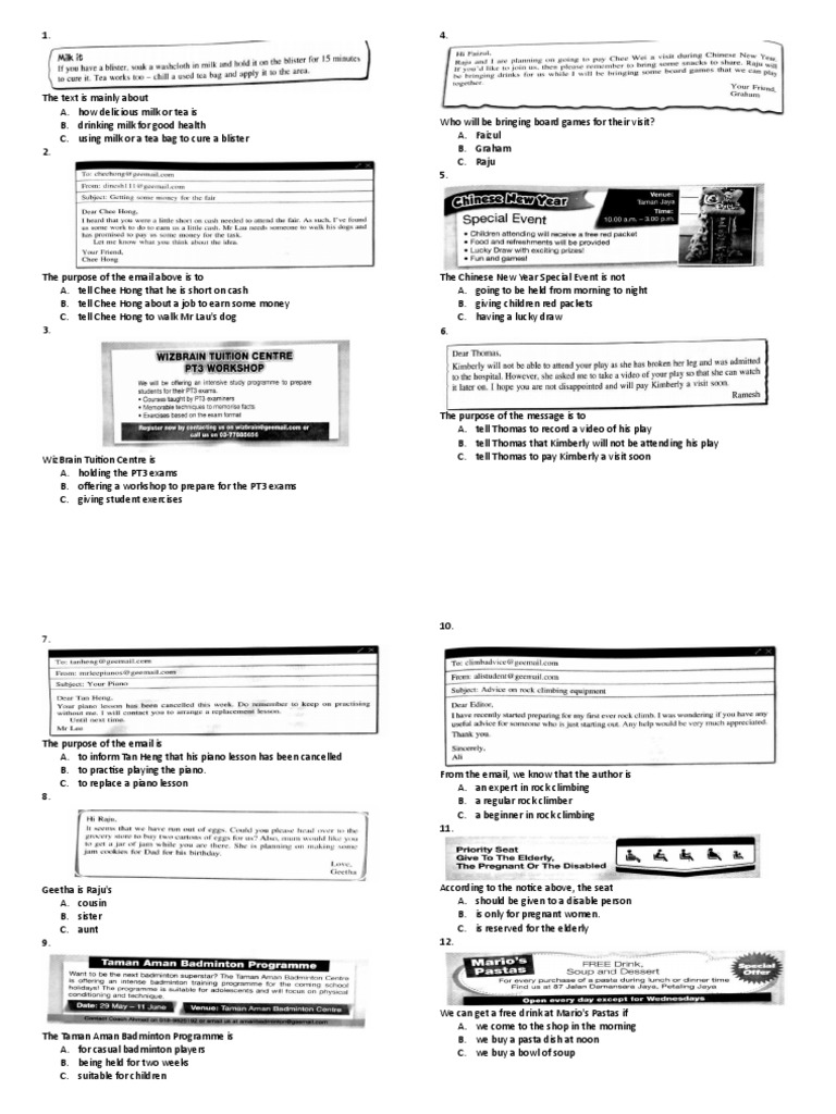 English form 1 UP1 | PDF