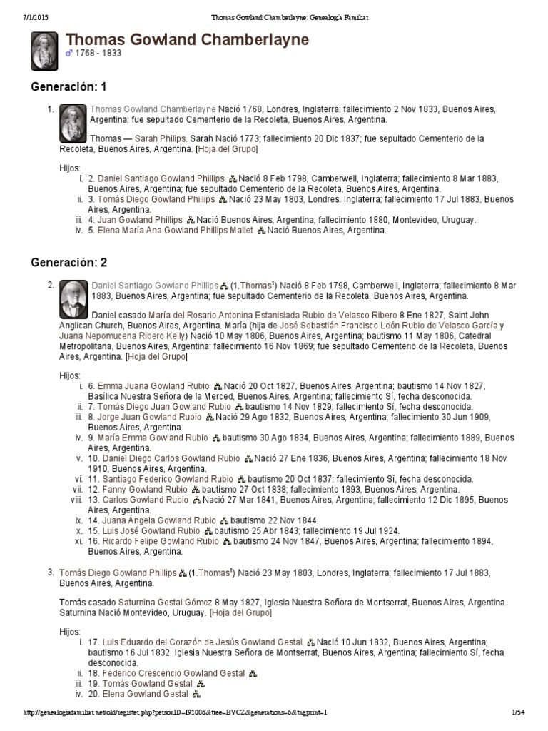 Genealogía de la familia Gowland en Argentina | PDF | Deportes y ...