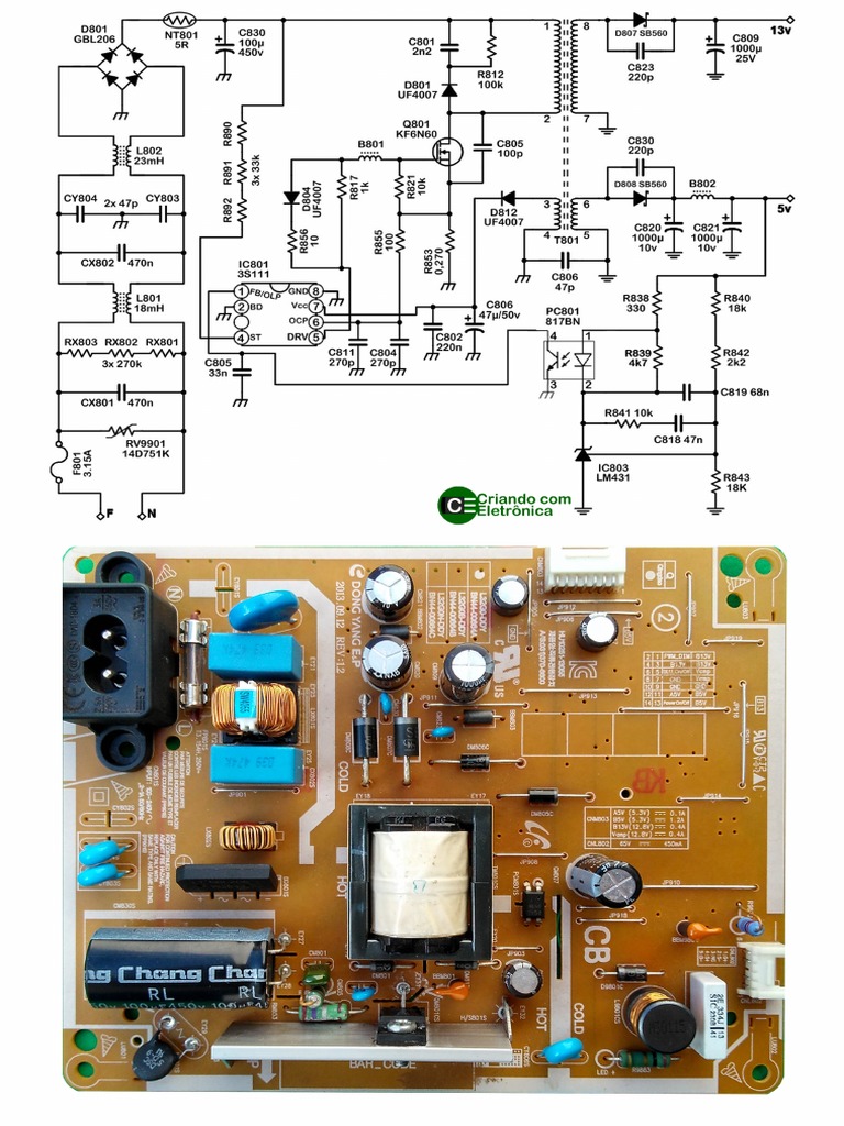 3 - Esquema Fonte Samsung BN44-00664A | PDF