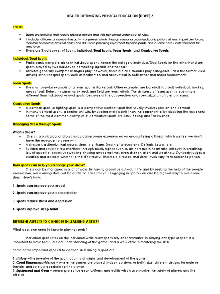 Hope 2 Reviewer | Download Free PDF | Sports | Entertainment