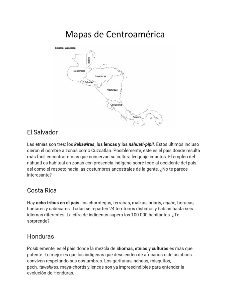 Mapas y Etnias de Centroamérica | PDF