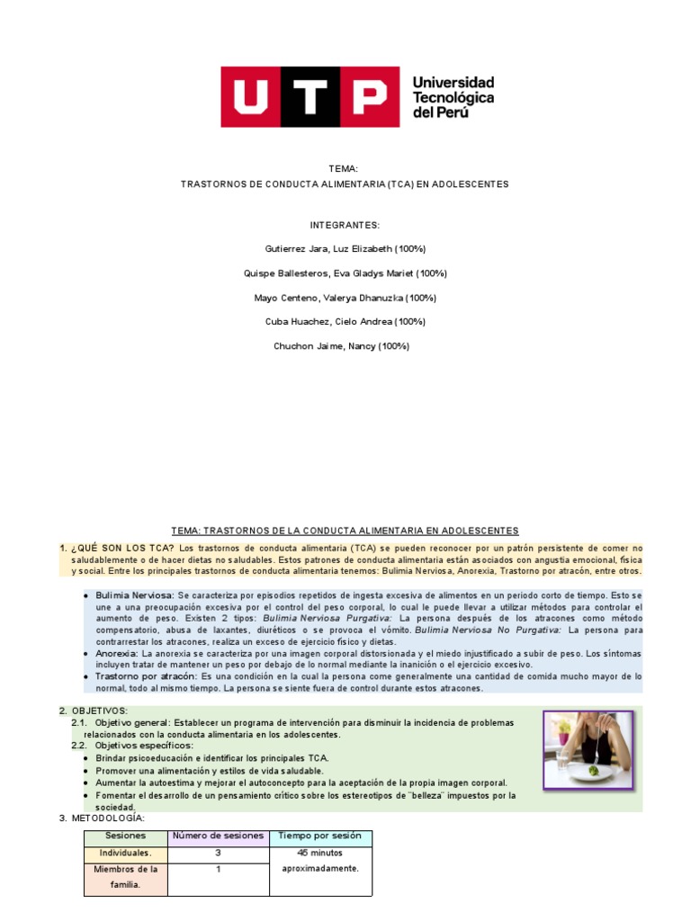 Sesiones - Programa de Intervención TCA | PDF