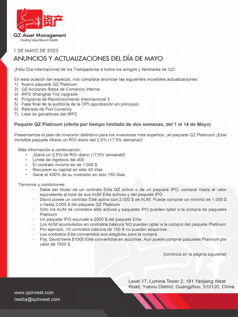 Novedades QZ Asset Managment 1 de Mayo 2023 | PDF