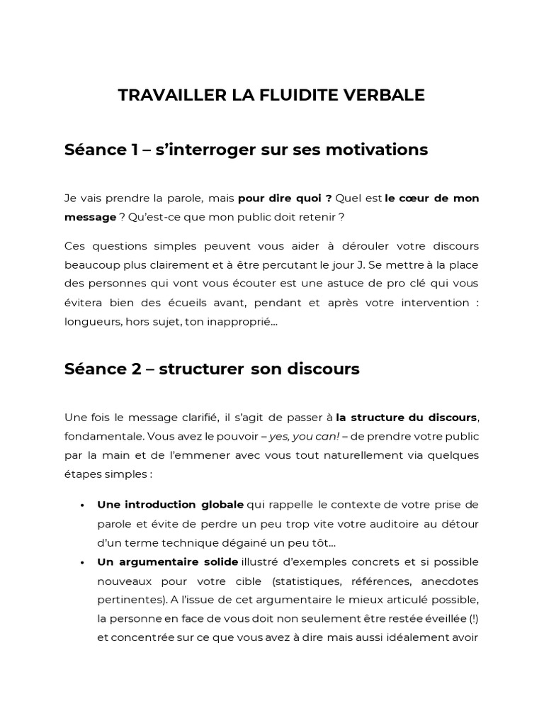 Travailler La Fluidite Verbale | PDF | Arts du langage et discipline