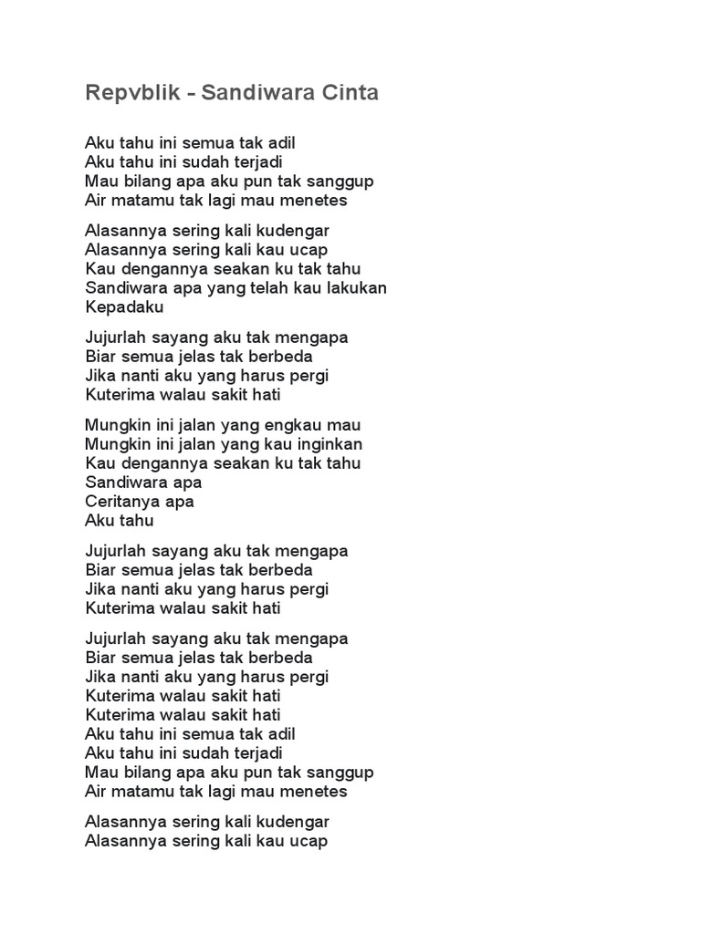 Repvblik - Sandiwara Cinta | PDF