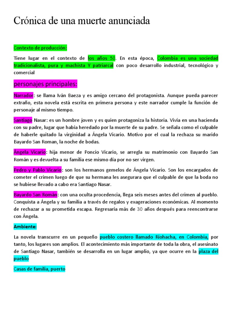 Crónica de Una Muerte Anunciada | PDF