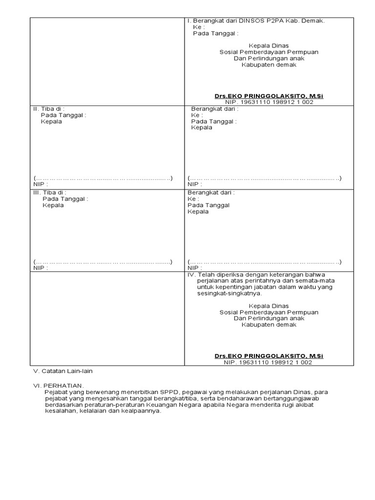 SPPD Kosongan Belakang 2023 | PDF