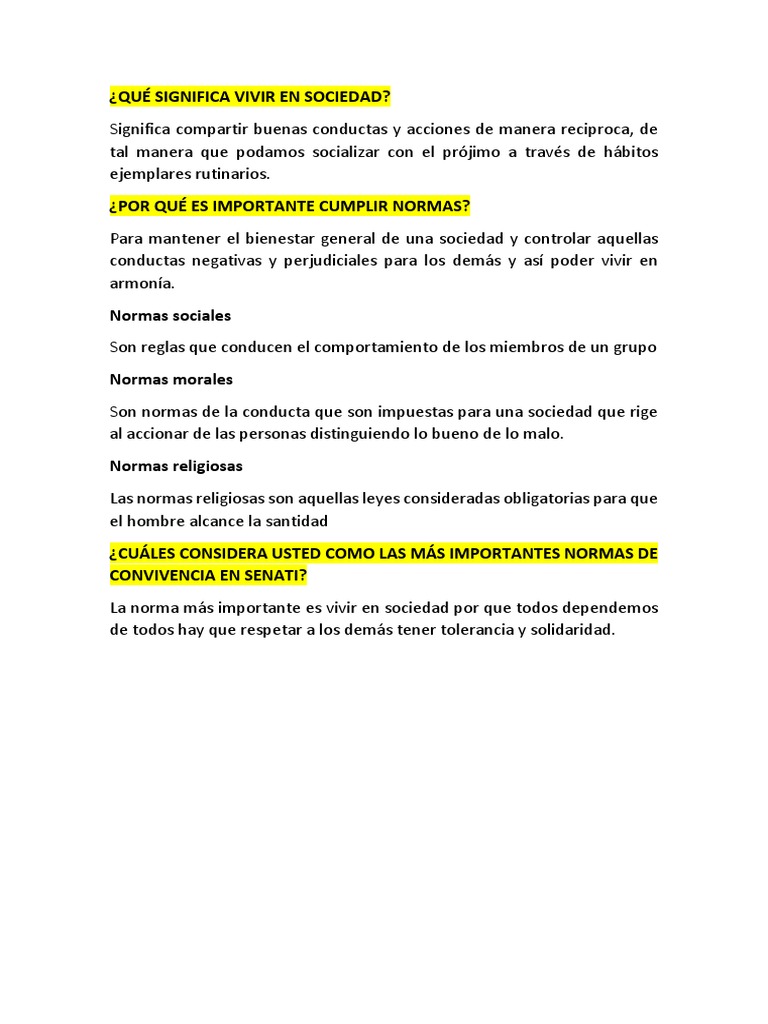 Qué Significa Vivir en Sociedad | PDF