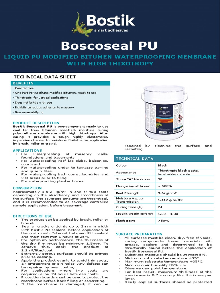 Bostik Boscoseal PU Waterproofing Guide | PDF | Legal Liability ...