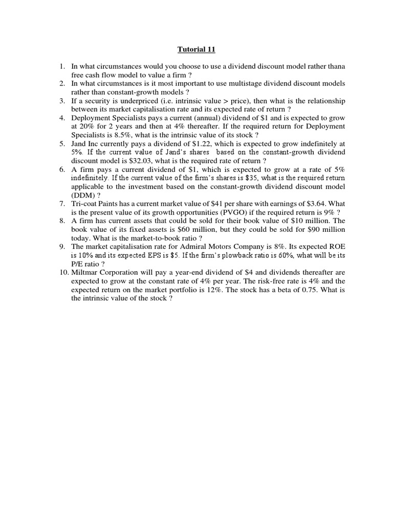Tutorial 11 Questions Pdf