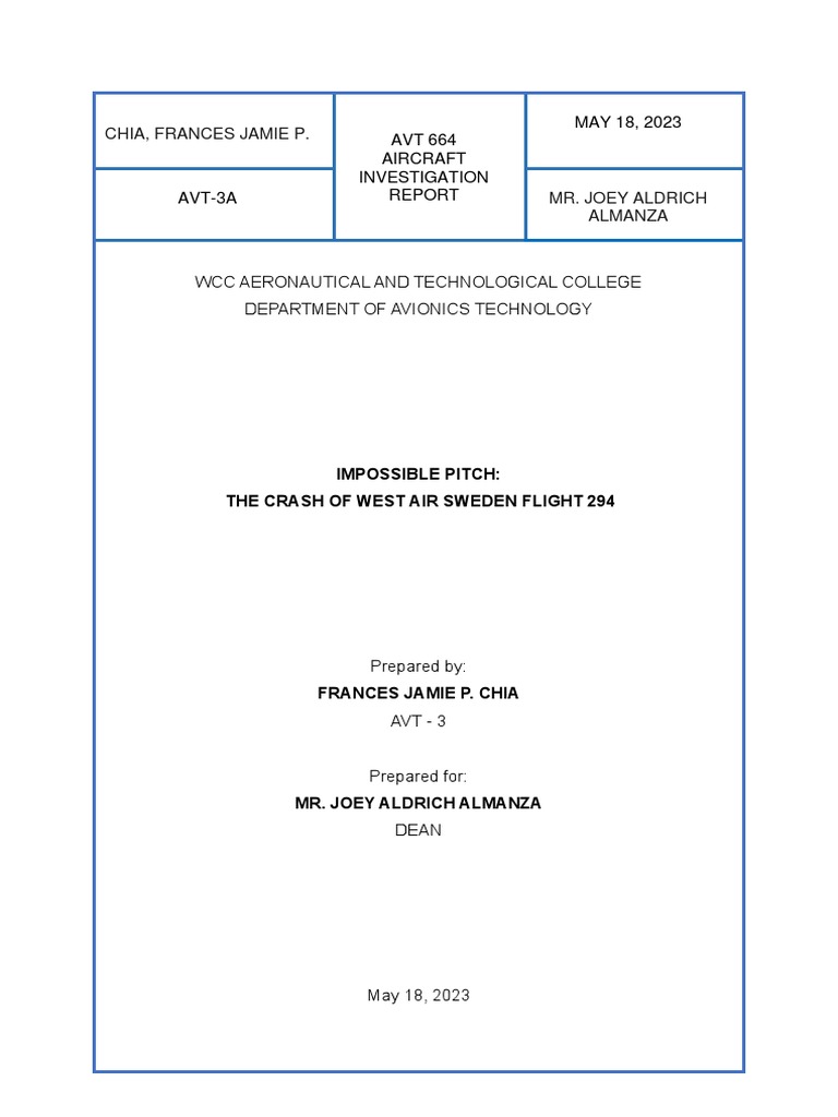 The Crash of West Air Sweden Flight 294 | PDF