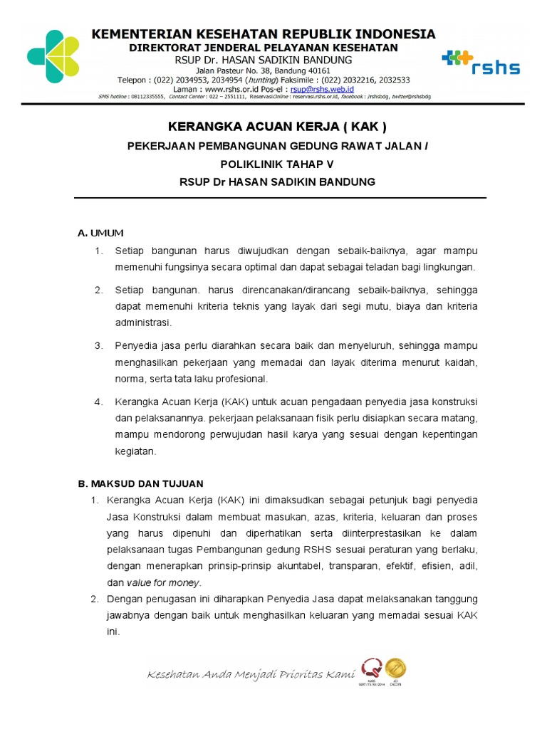 KAK Pembangunan Gedung Rawat Jalan Poliklinik Tahap V 2021 | PDF
