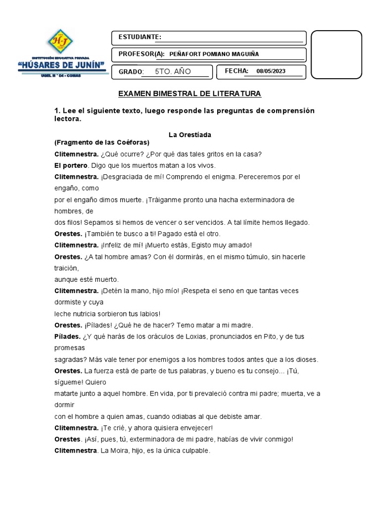 Literatura Quinto Año | PDF