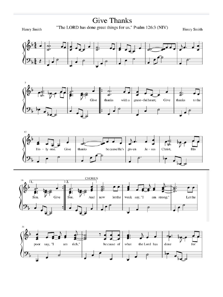Give Thanks Piano | PDF