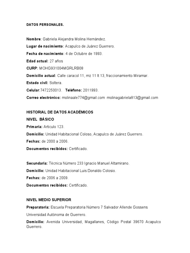 Curriculum Con Documentos Probatorios. | PDF