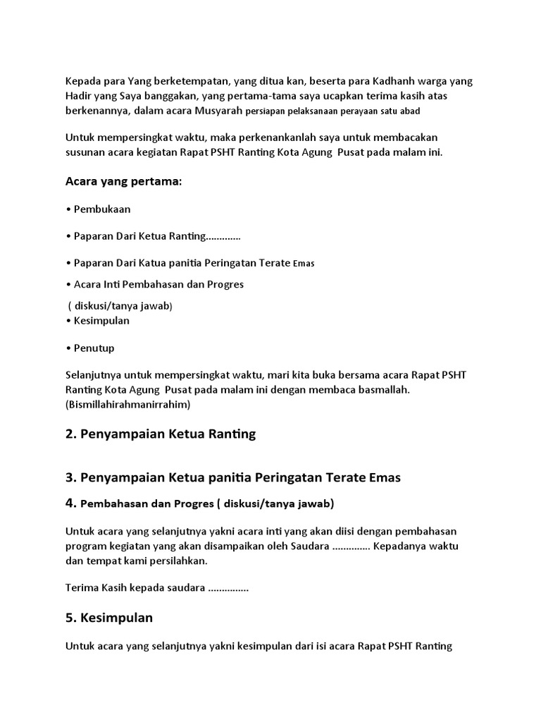 Susunan Acara Rapat Ranting | PDF