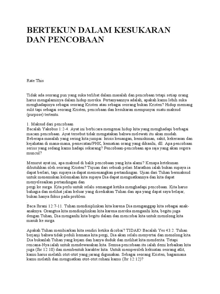 Bertekun Dalam Kesukaran Dan | PDF