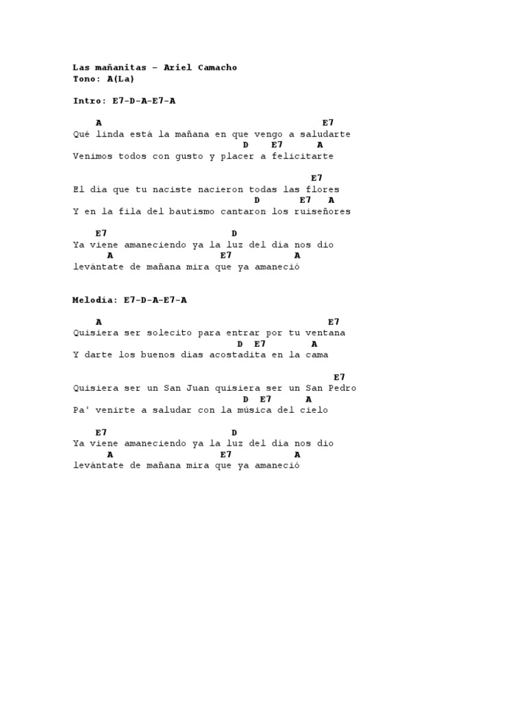 Las Mañanitas - Ariel Camacho | PDF