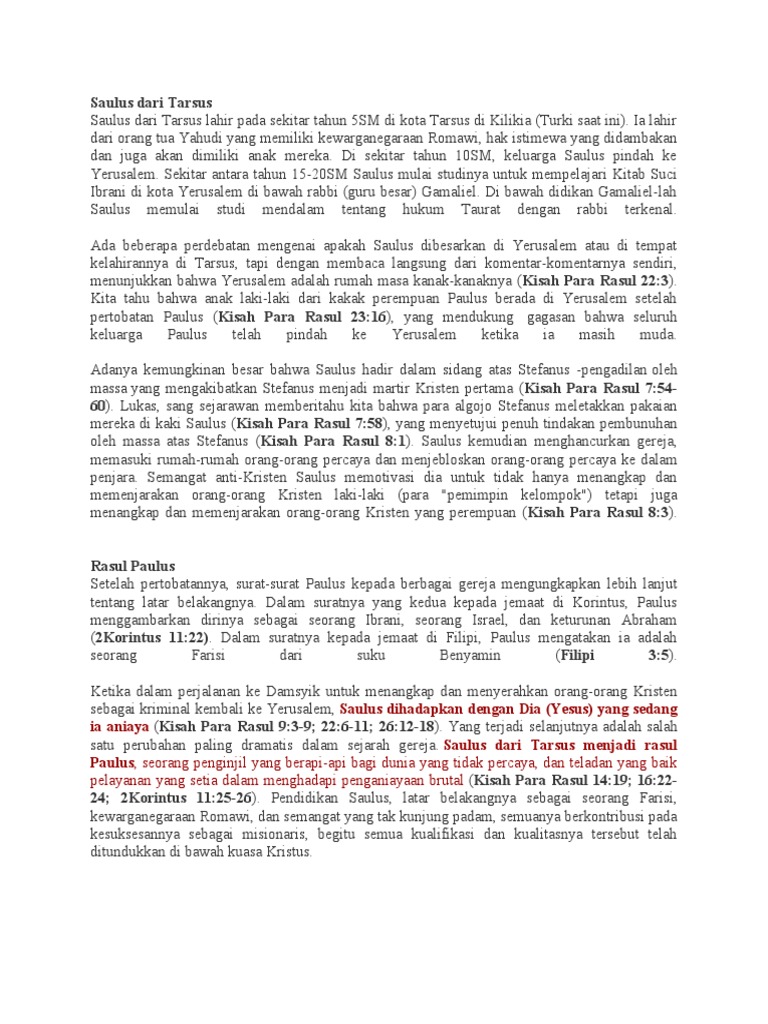 Saulus Dari Tarsus | PDF