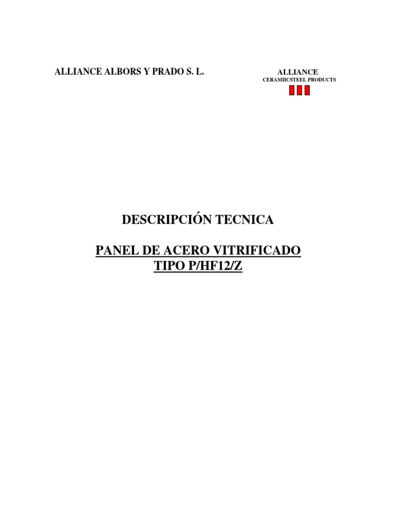 Ficha Tecnica Panel Acero Vitrificado phf12z | PDF | Acero | Ciencias ...