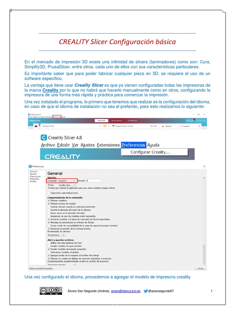 Tutorial Creality Slicer | PDF | Impresión 3d | Impresora (Computación)
