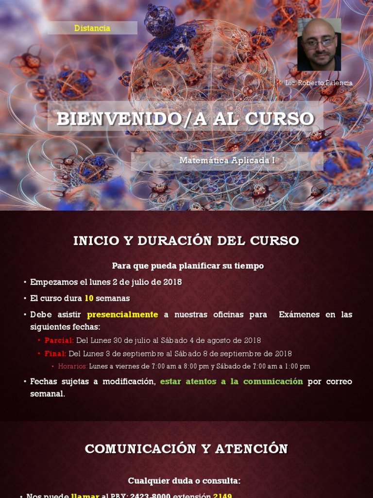 Bienvenida Matemática Aplicada 1 | PDF Bienvenida Matemática Aplicada 1 | PDF