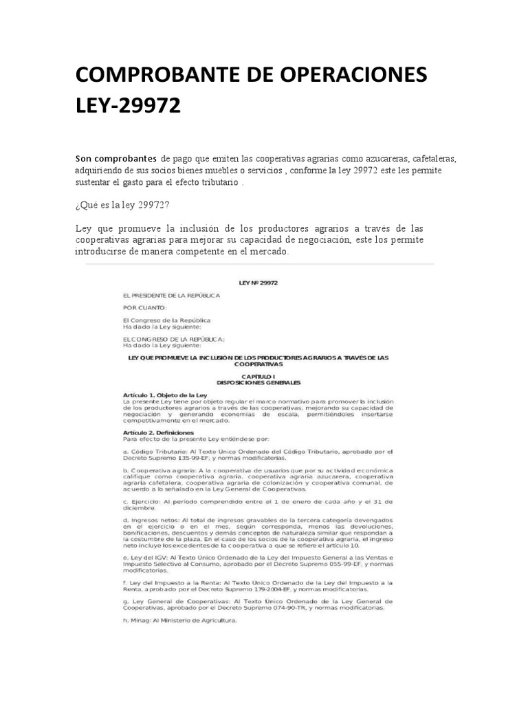 Comprobante de Operaciones Ley | PDF