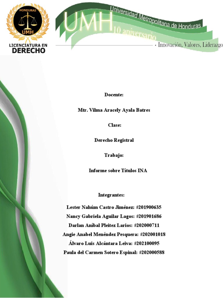 Informe sobre Títulos INA en Honduras | PDF | Propiedad | Honduras