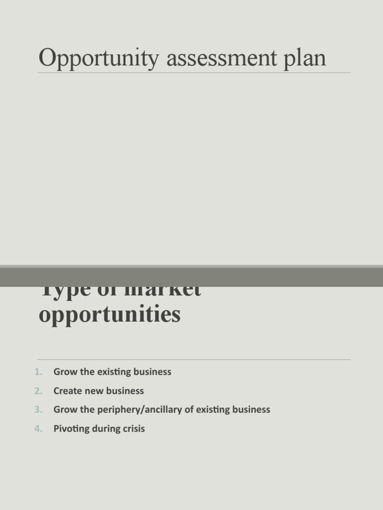 Opportunity Assessment Plan | PDF
