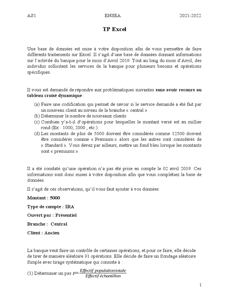 Analyse des opérations bancaires d'Avril 2019 | PDF