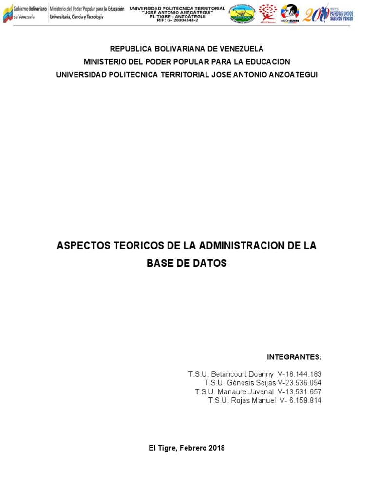Aspectos Teoricos de La Administracion de La Base de Datos | PDF