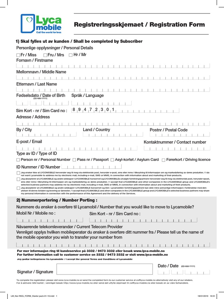 LM Nor REG FORM Starter Pack 01 19 | PDF