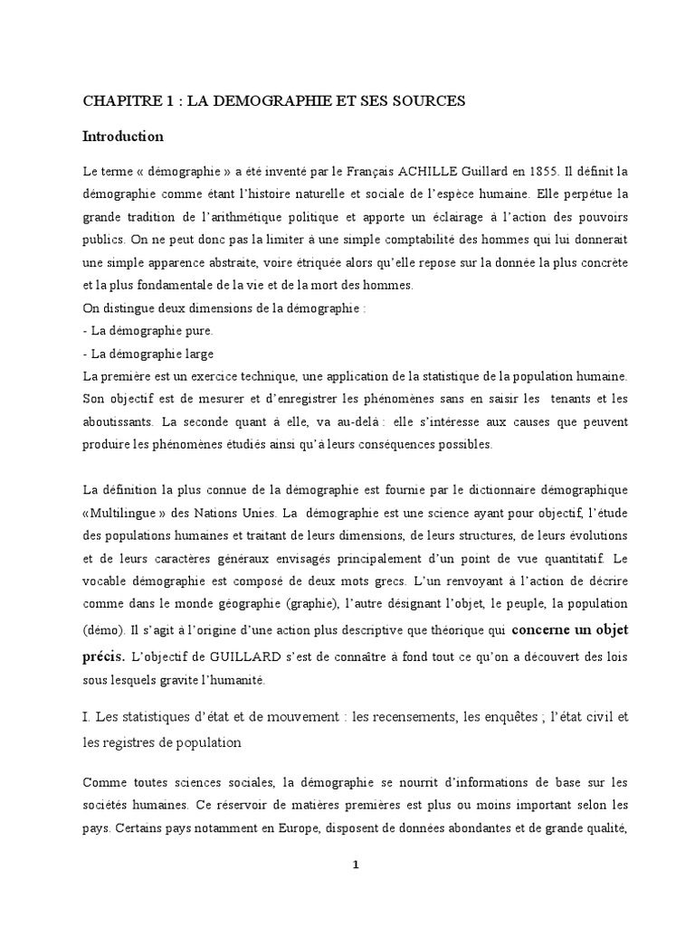 Introduction à la démographie moderne | PDF