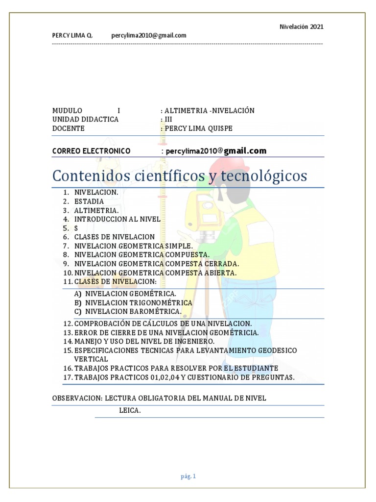Manual De Nivelacion Topografica Pdf óptica