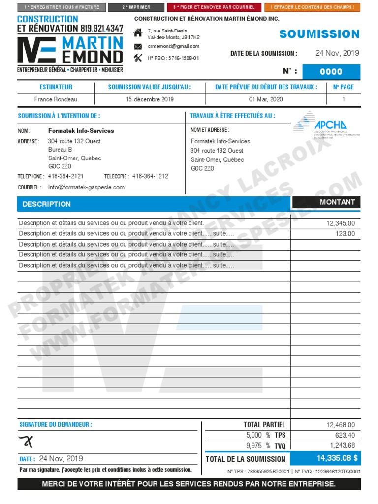 Pdf-À-Remplire Dynamique Interactif Soumission Construction Modèle-M ...