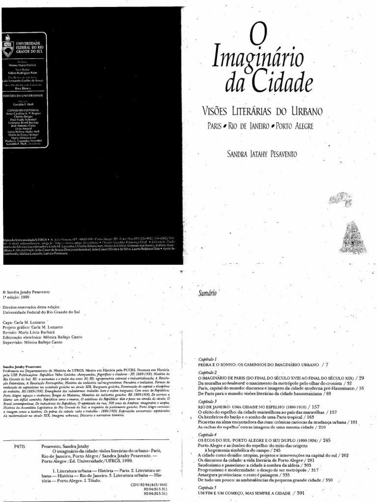 PESAVENTO, Sandra J. - O Imaginário Da Cidade | PDF