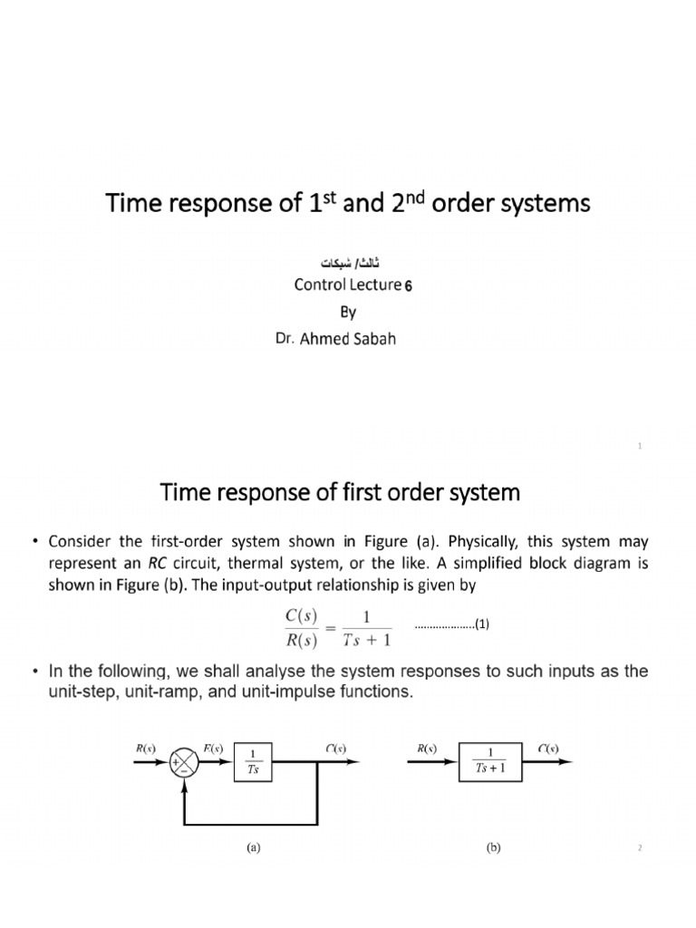 Control - Lec6 - Time Response of 1st and 2nd Order Systems | PDF