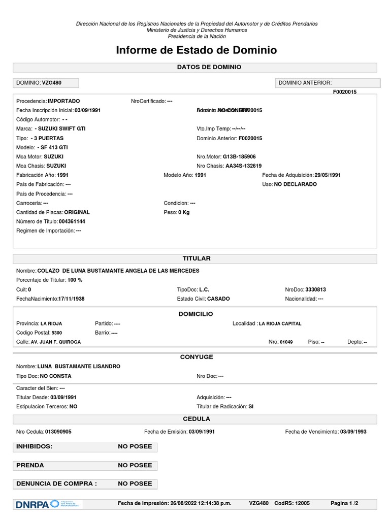 Ejemplo de Informe de Dominio 2 | PDF