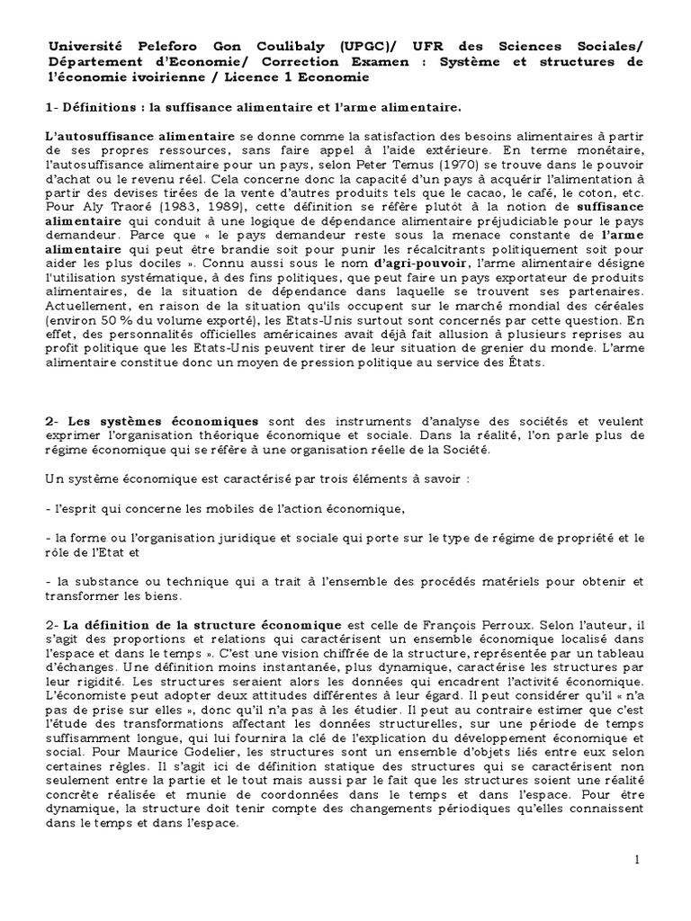 Systèmes économiques et autosuffisance alimentaire | PDF | Capitalisme ...