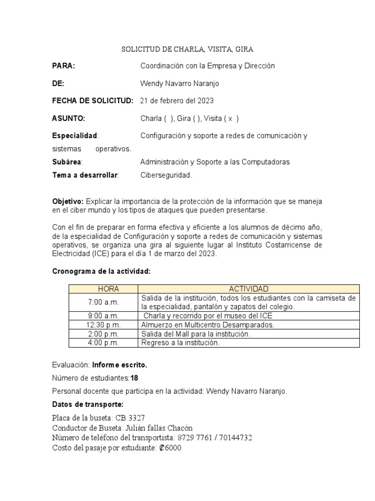 Solicitud de Charla Marzo y Abril | PDF | Red de computadoras ...